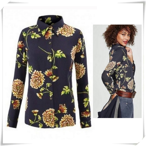 Cabi Tops Cabi Button Up Long Sleeve Flower Print Blouse Poshmark